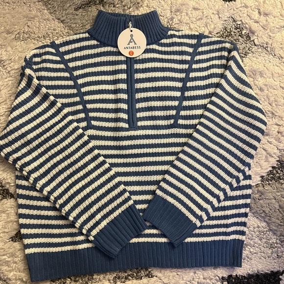 anrabess | Sweaters | Womens Blue And White Striped Sweater | Poshmark